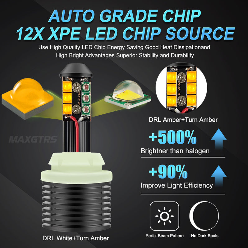 LED Car Lights Bulb | MAXGTRS - 2× Dual Color BA15S S25 1156 7440 W21W ...